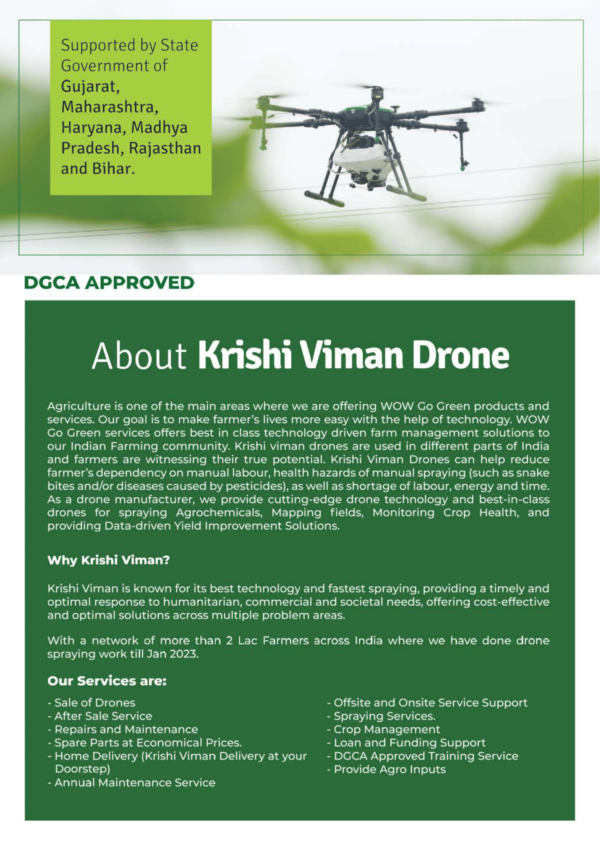 Wow Go Green Krishi Viman Kv-10 Drone Type Certified | UAVGarage